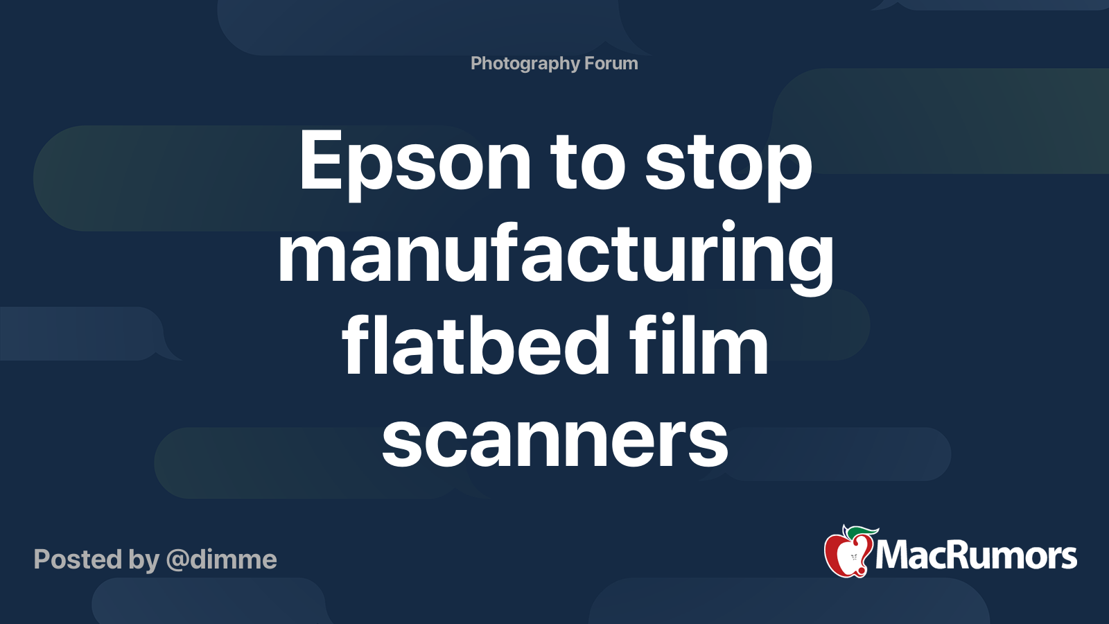 Epson to stop manufacturing flatbed film scanners | MacRumors Forums