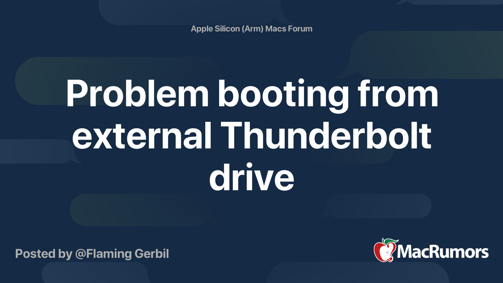 Problem booting from external Thunderbolt drive | MacRumors Forums