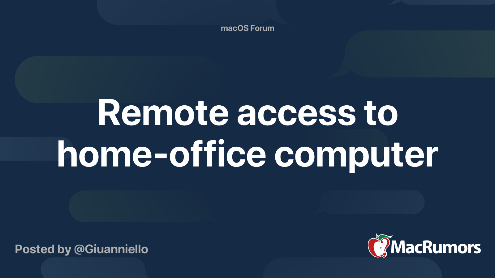 Remote access to home-office computer | MacRumors Forums