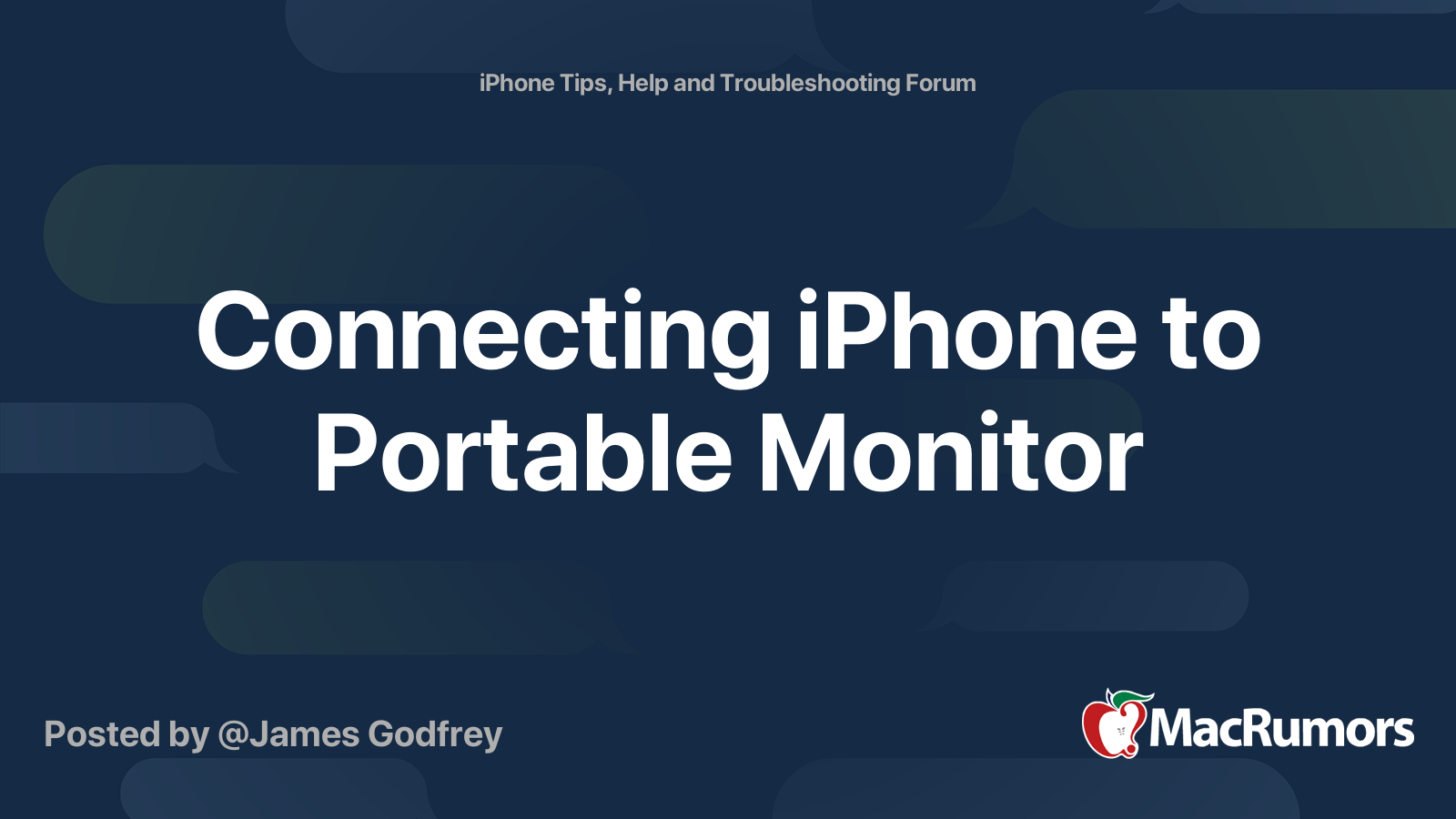 Connecting iPhone to Portable Monitor | MacRumors Forums
