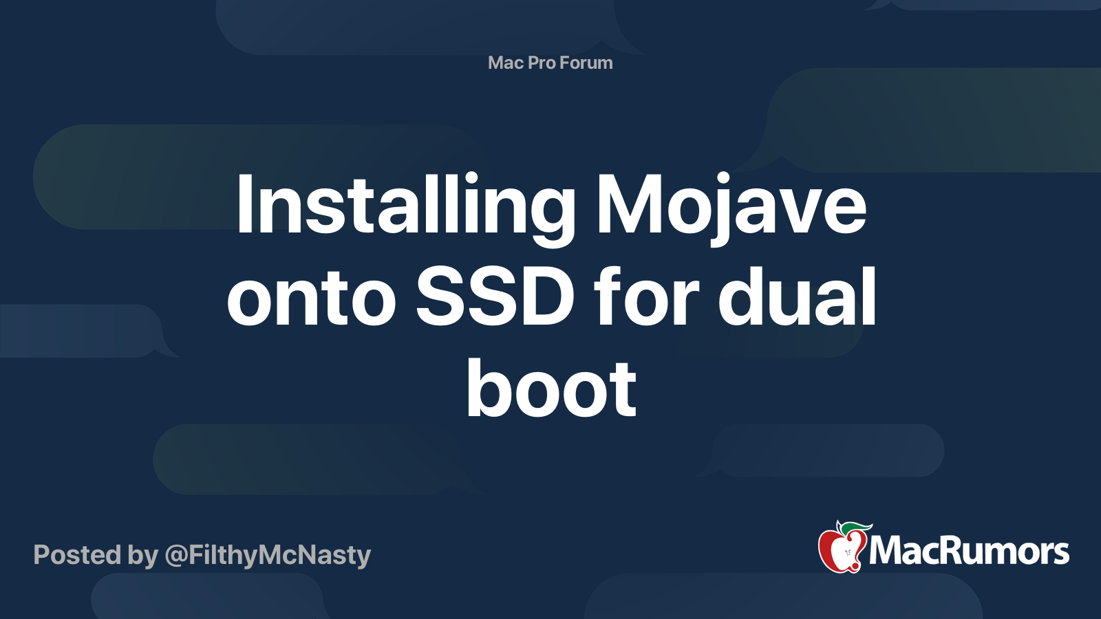 Installing Mojave onto SSD for dual boot | MacRumors Forums