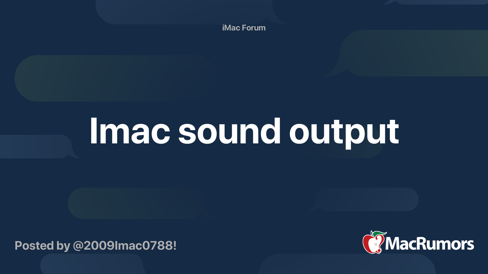 Imac sound output | MacRumors Forums