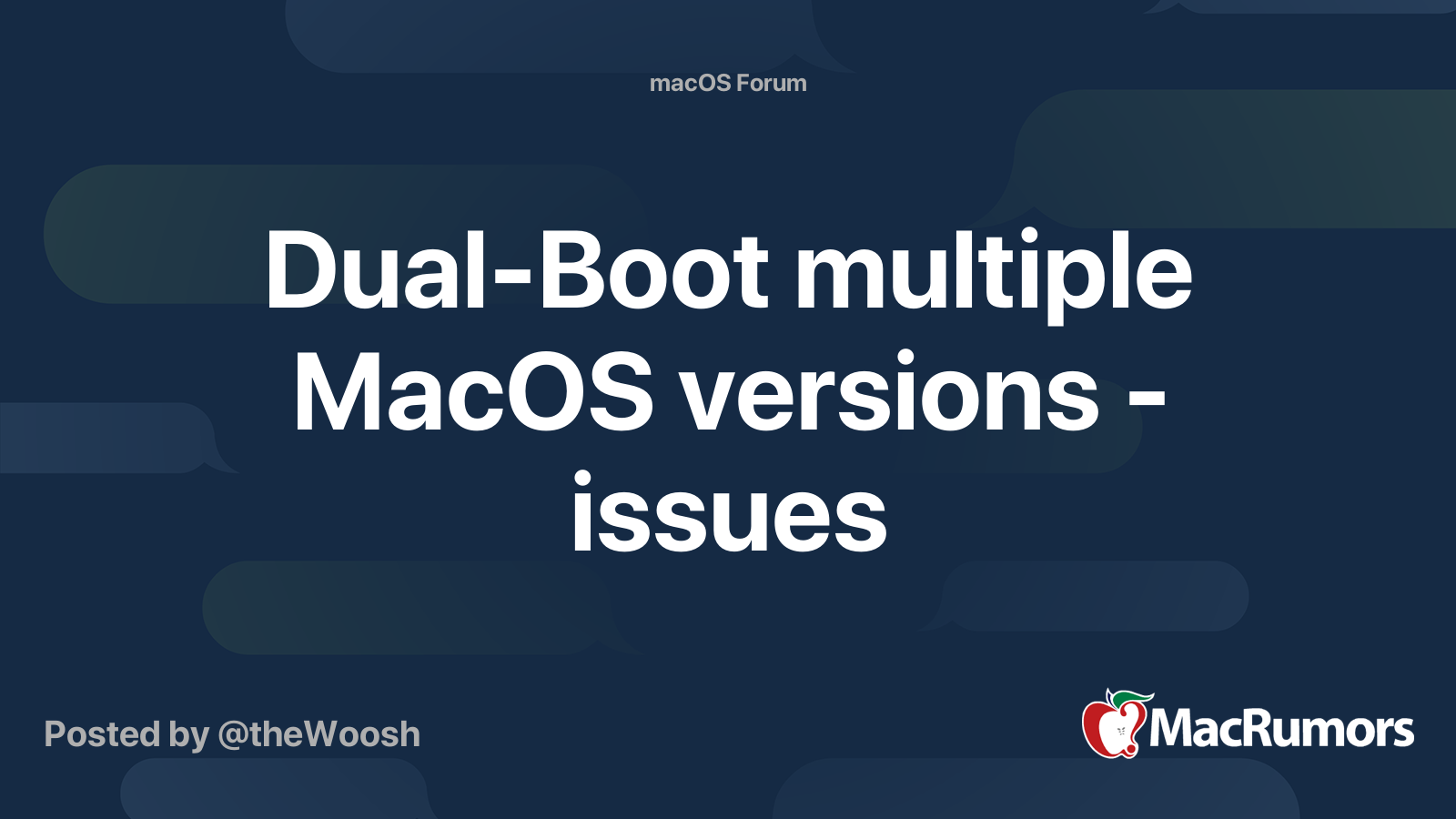 Dual-Boot multiple MacOS versions - issues | MacRumors Forums