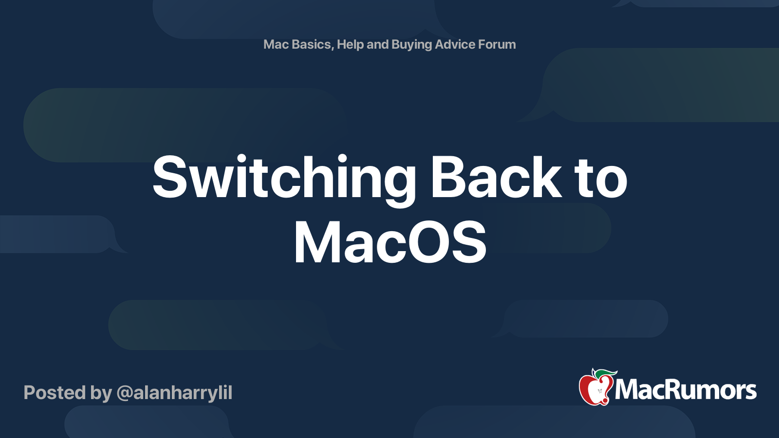 Switching Back to MacOS | MacRumors Forums