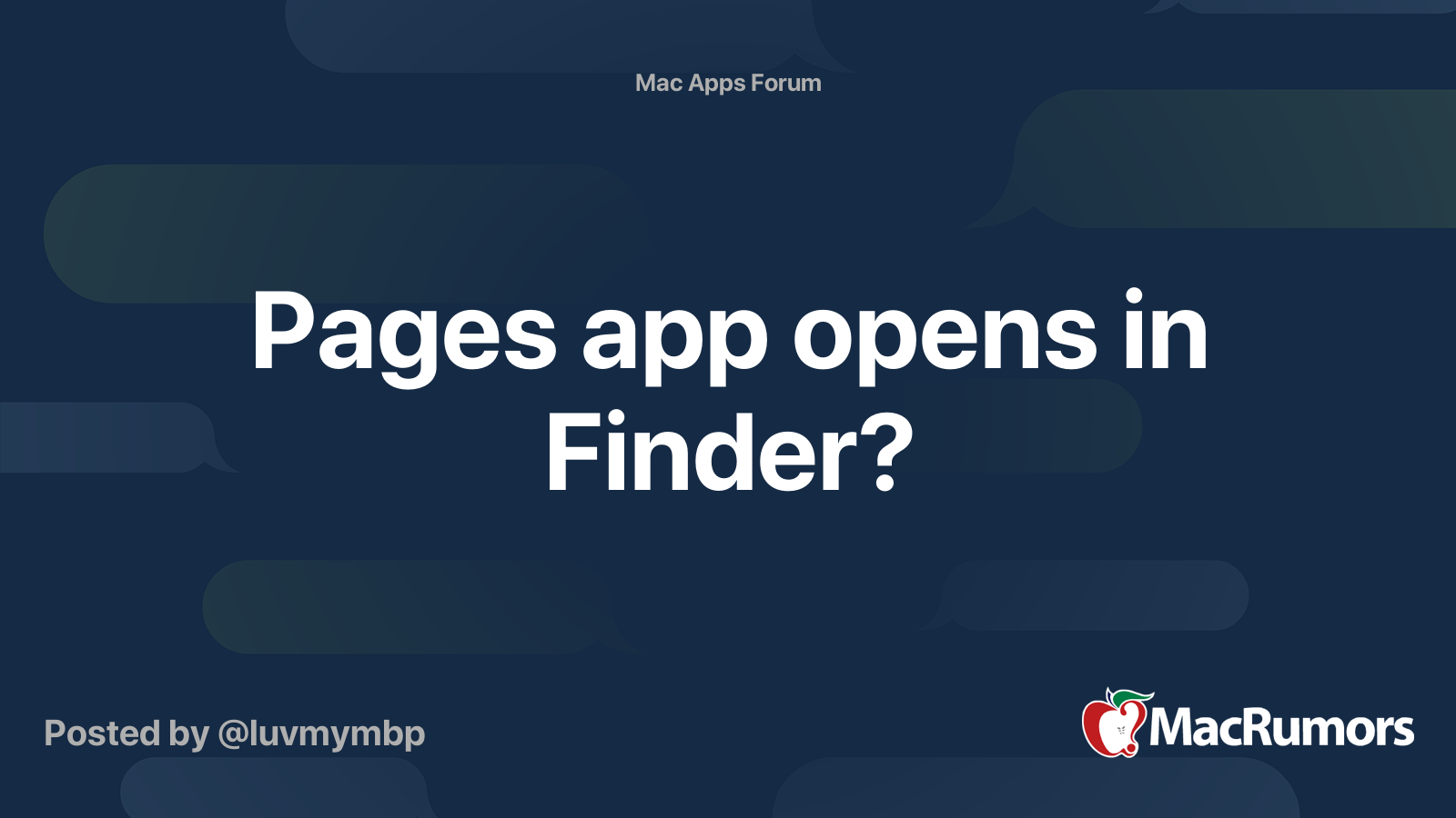 Pages app opens in Finder? | MacRumors Forums