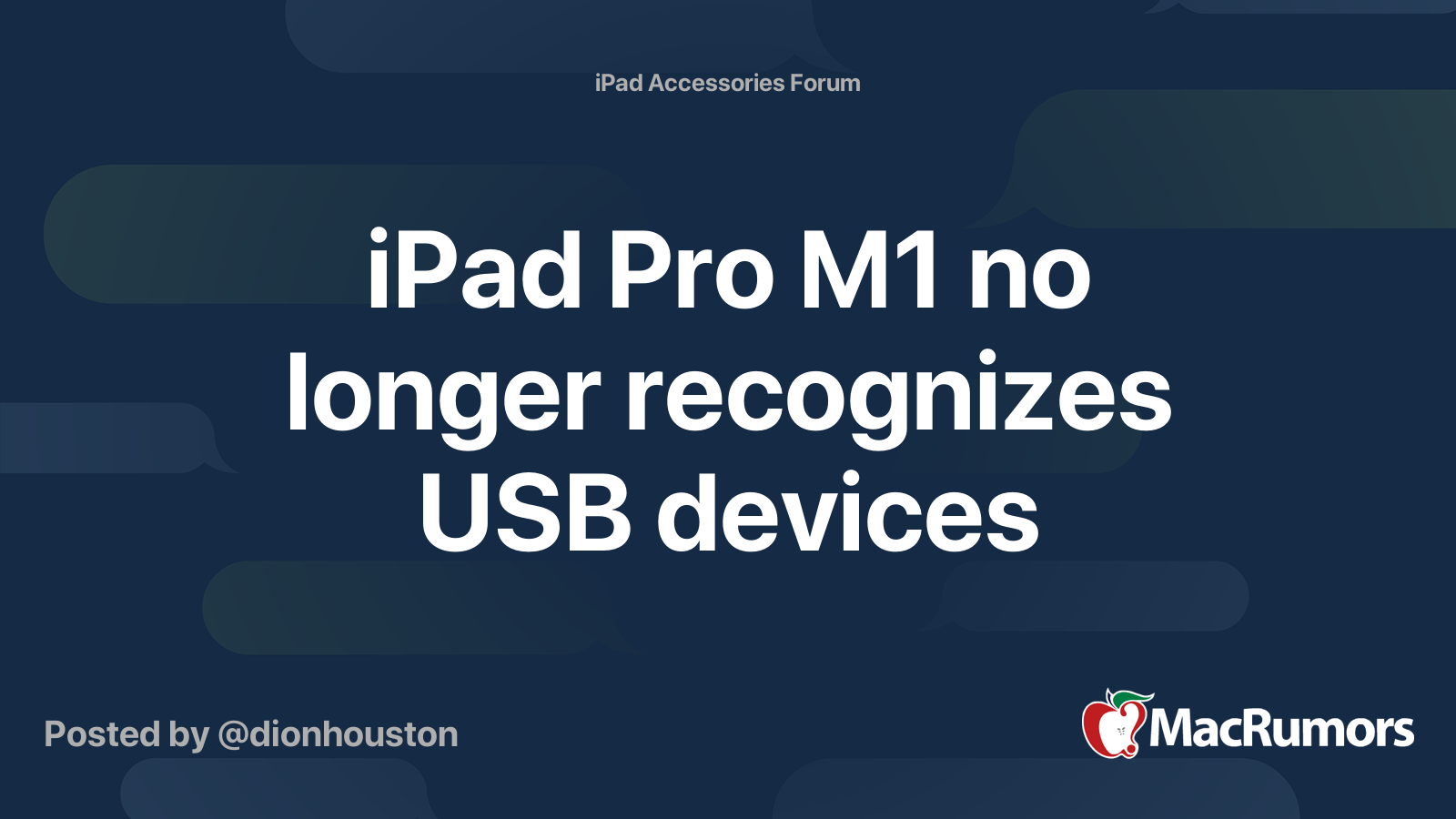 iPad Pro M1 no longer recognizes USB devices | MacRumors Forums
