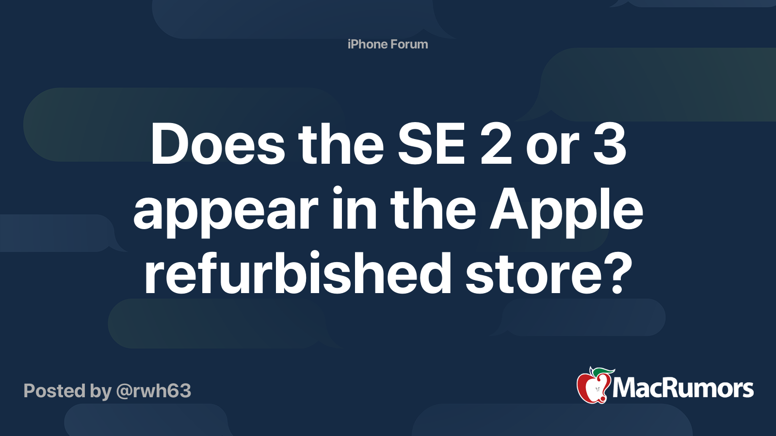 Does the SE 2 or 3 appear in the Apple refurbished store? | MacRumors ...