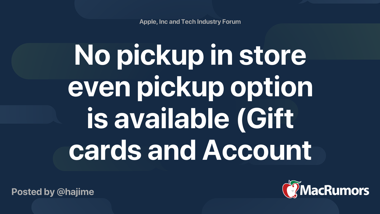 No pickup in store even pickup option is available (Gift cards and Account Balance) | MacRumors ...