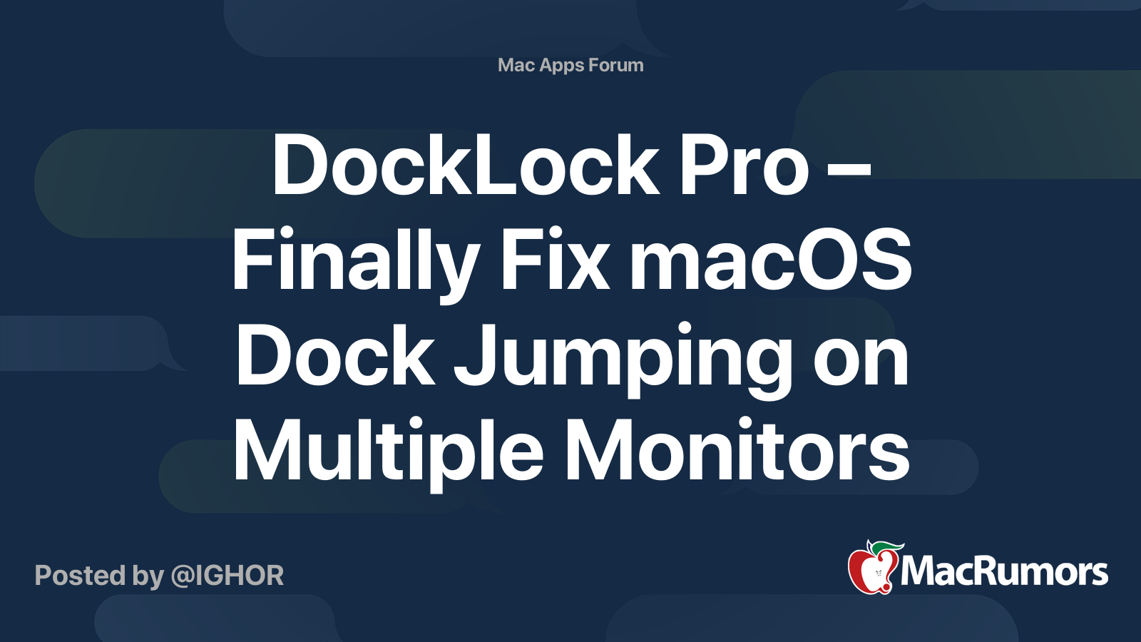 DockLock Pro – Finally Fix macOS Dock Jumping on Multiple Monitors | MacRumors Forums
