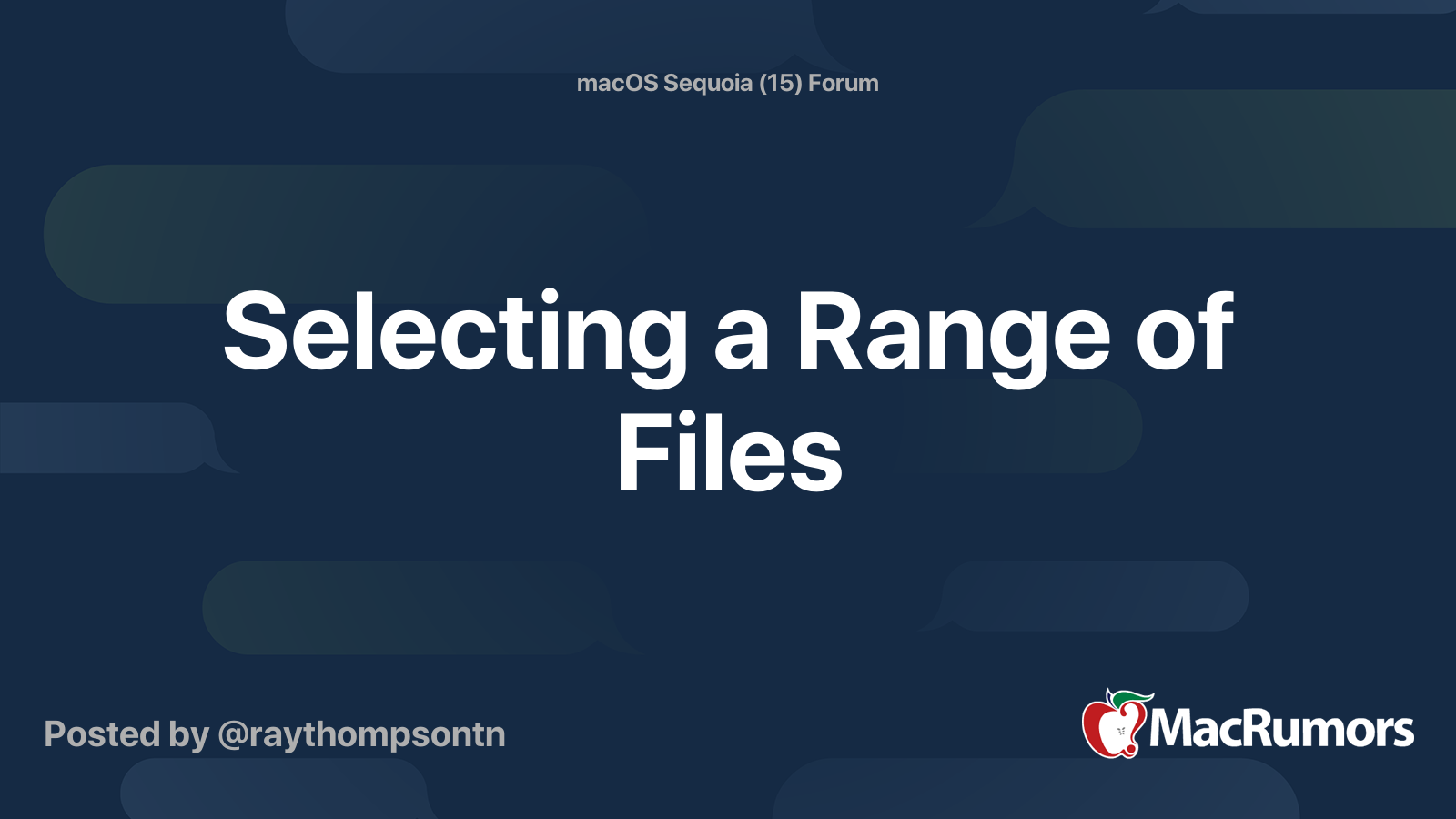 Selecting a Range of Files | MacRumors Forums