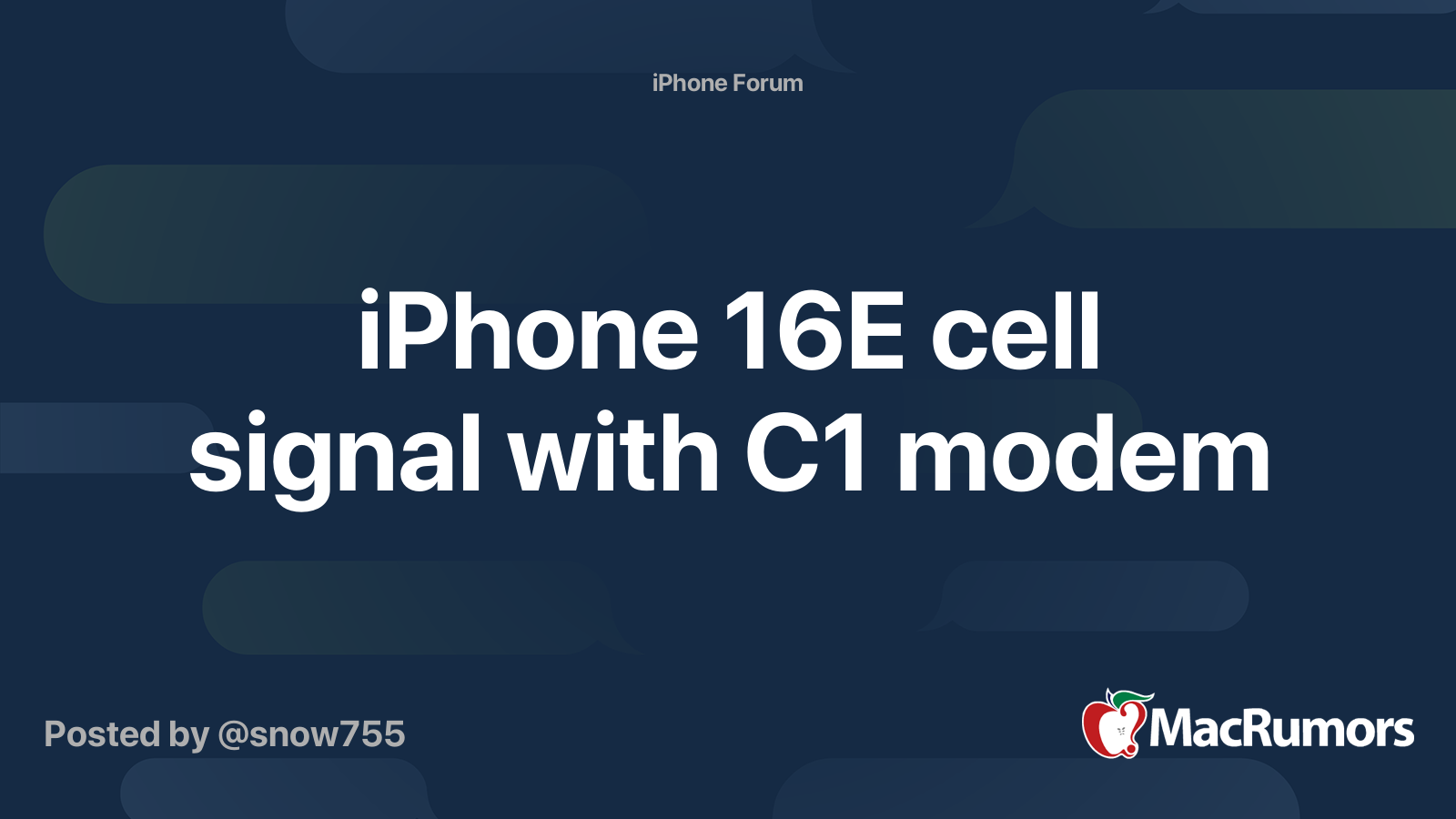 iPhone 16E cell signal with C1 modem | MacRumors Forums