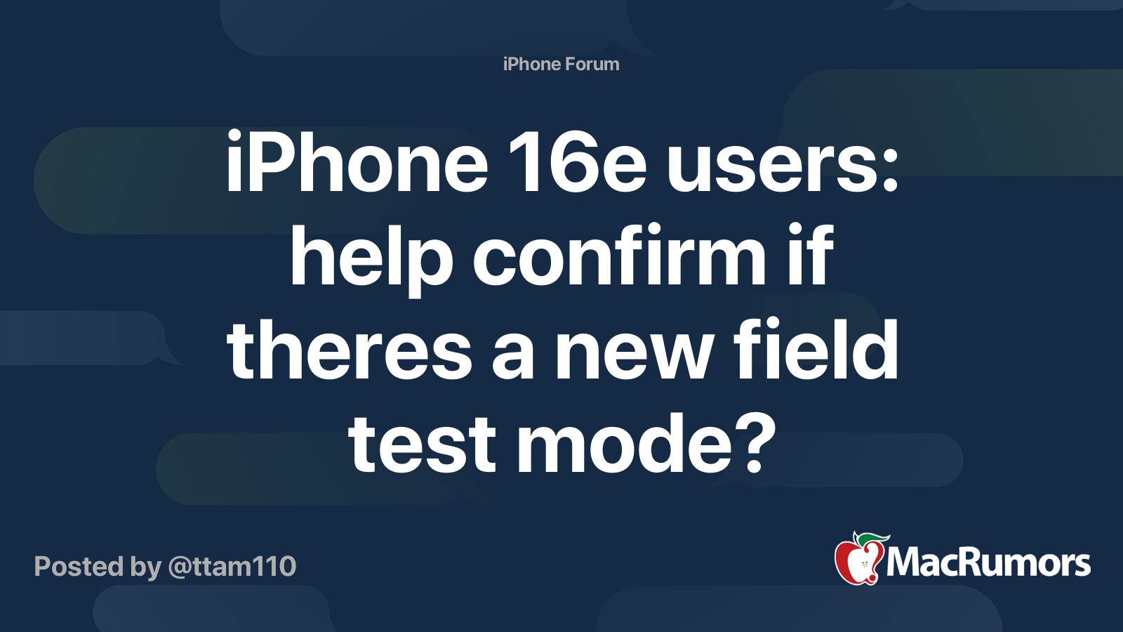iPhone 16e users: help confirm if theres a new field test mode ...