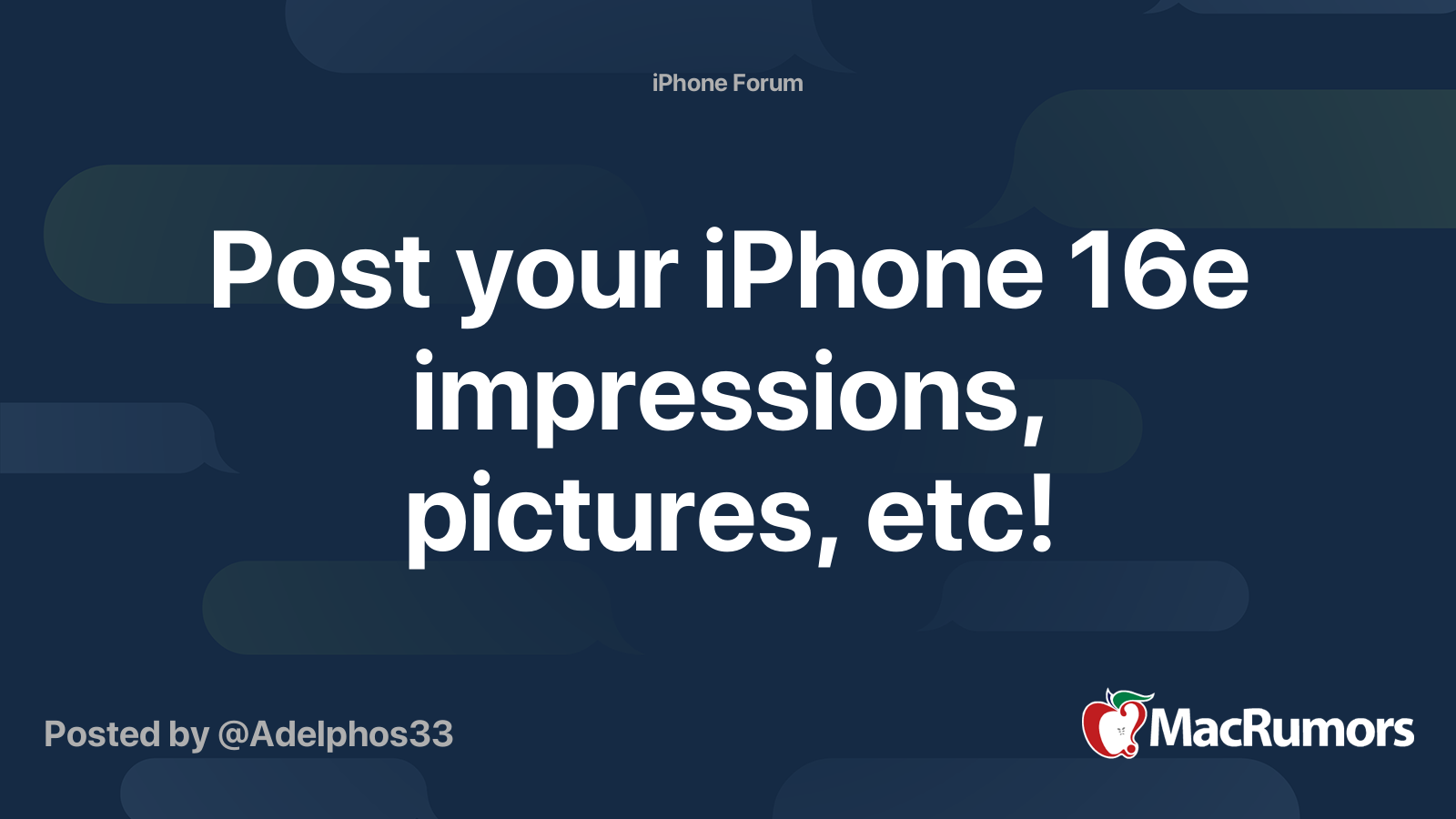 Post your iPhone 16e impressions, pictures, etc! | MacRumors Forums