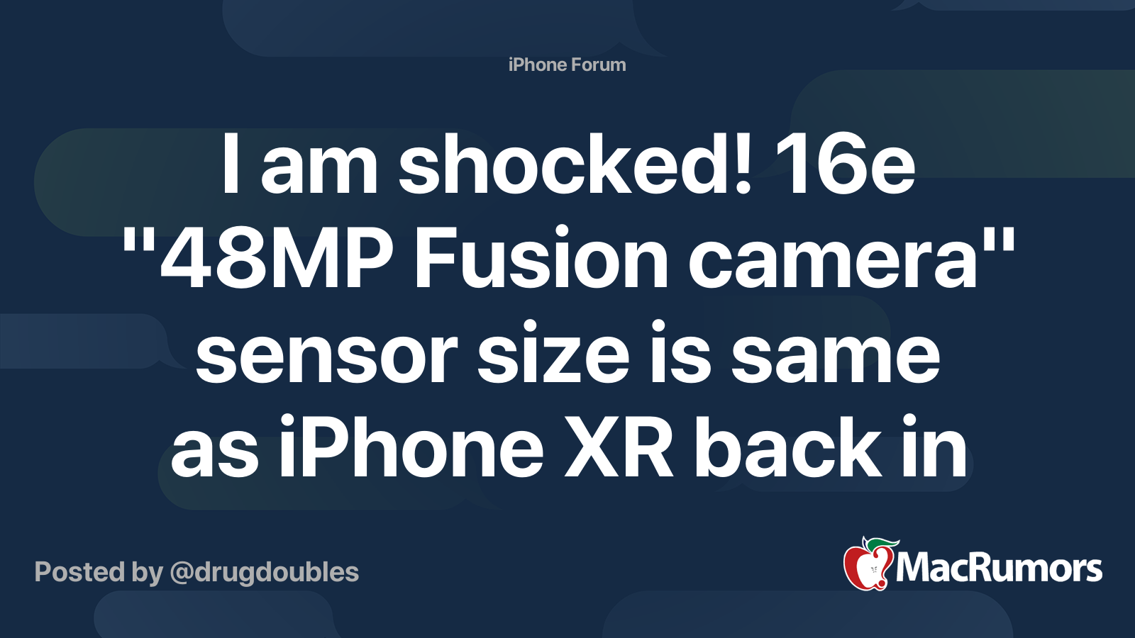 I am shocked! 16e "48MP Fusion camera" sensor size is same as iPhone XR back in 2018 ...
