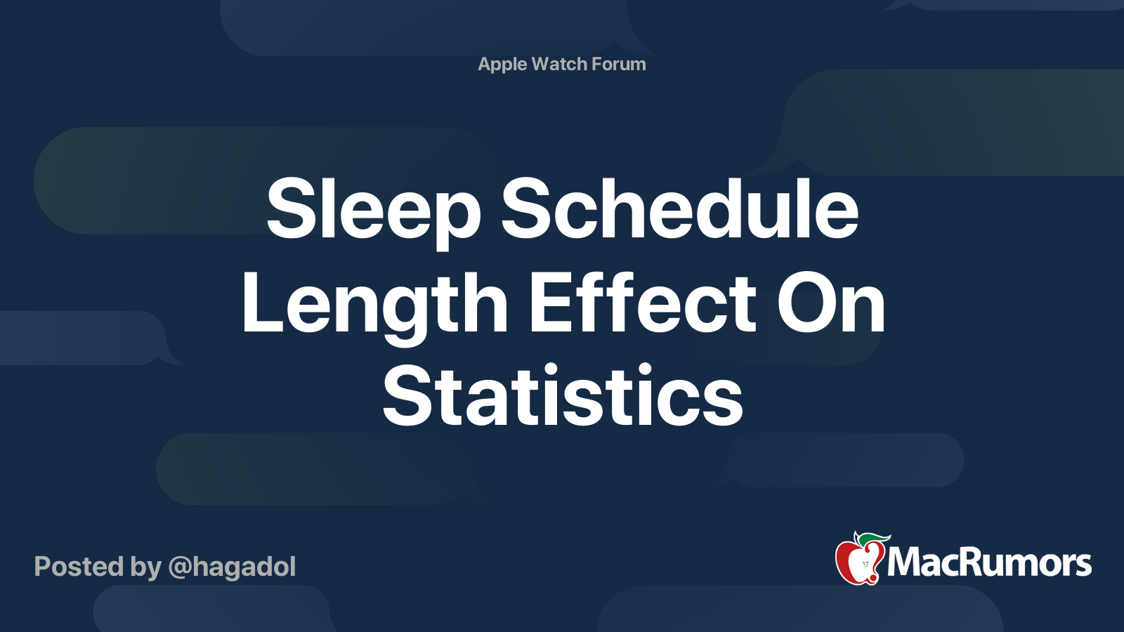 Sleep Schedule Length Effect On Statistics | MacRumors Forums