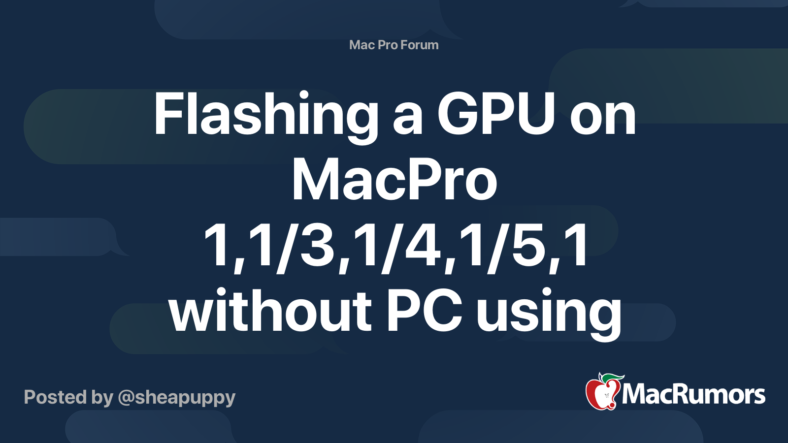 Flashing a GPU on MacPro 1,1/3,1/4,1/5,1 without PC using Windows/DOS. Is it possible ...