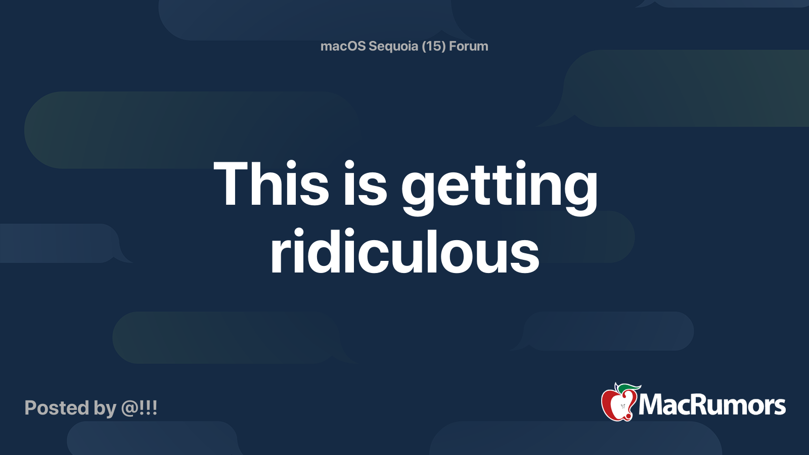 This is getting ridiculous | MacRumors Forums