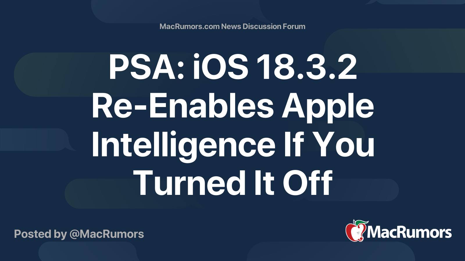 PSA: iOS 18.3.2 Re-Enables Apple Intelligence If You Turned It Off ...