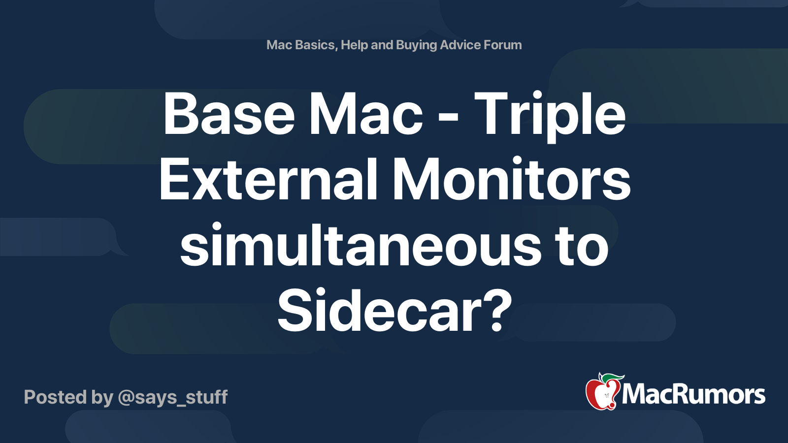 Base Mac - Triple External Monitors simultaneous to Sidecar ...