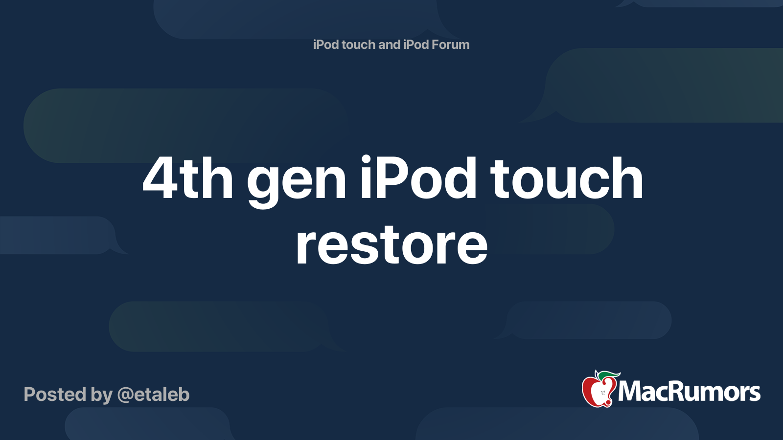 4th gen iPod touch restore | MacRumors Forums