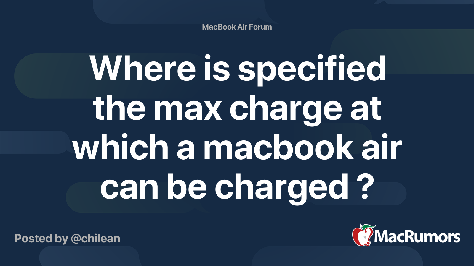 Where is specified the max charge at which a macbook air can be charged ...