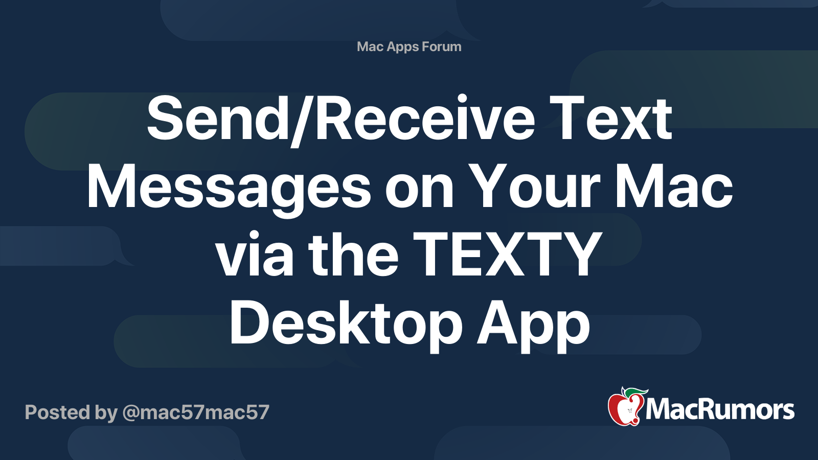 Send/Receive Text Messages on Your Mac via the TEXTY Desktop App | MacRumors Forums