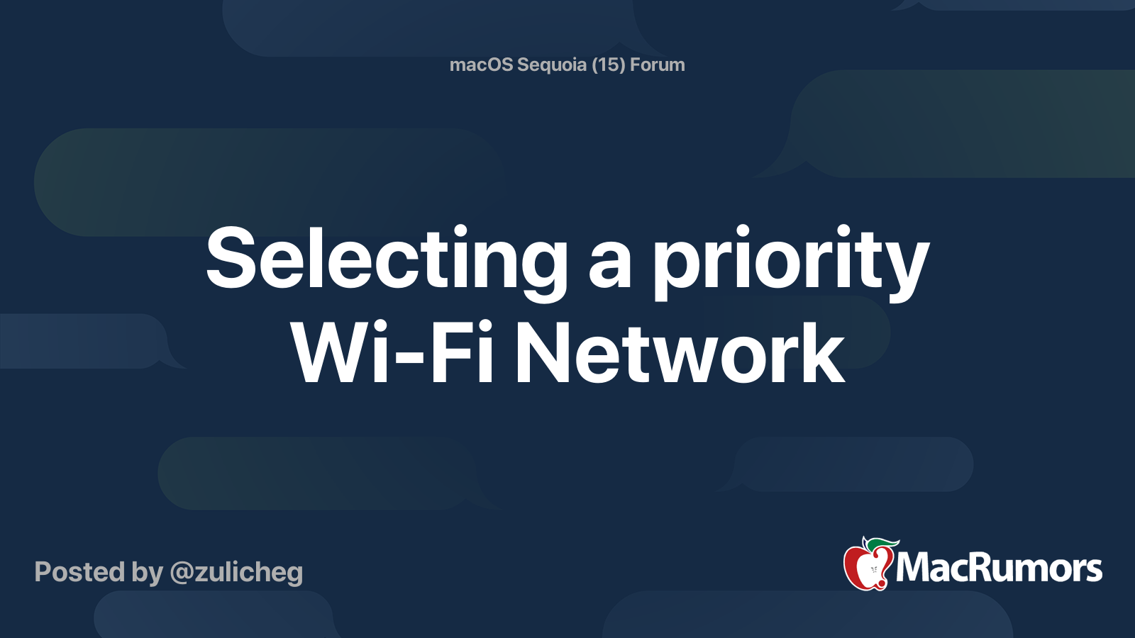 Selecting a priority Wi-Fi Network | MacRumors Forums