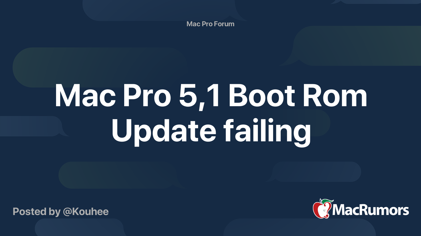 Mac Pro 5,1 Boot Rom Update failing | MacRumors Forums
