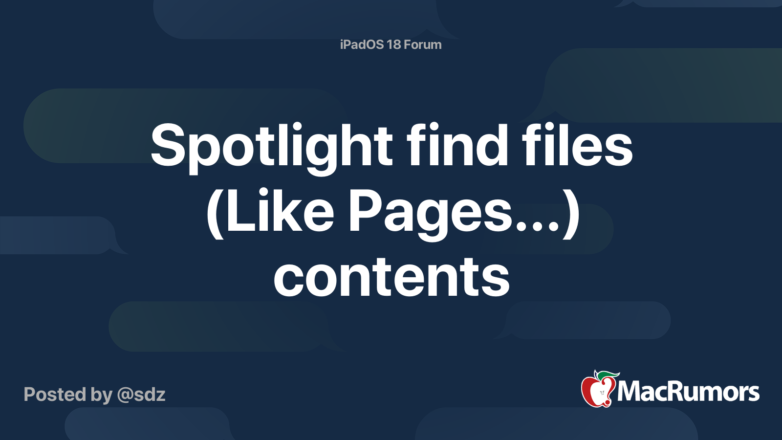 Spotlight find files (Like Pages...) contents | MacRumors Forums