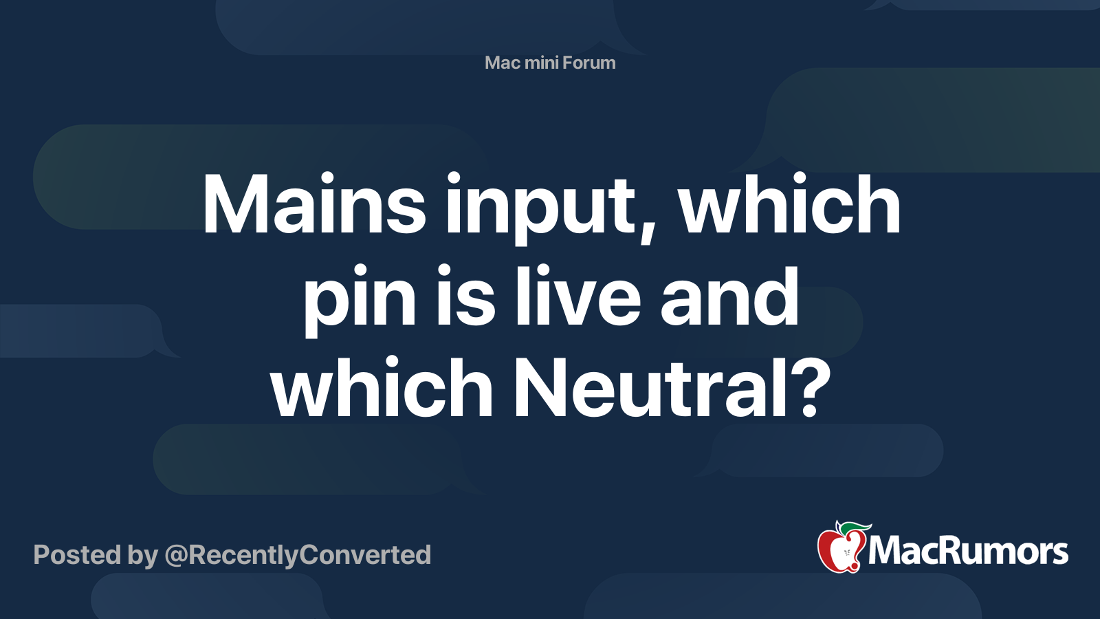 Mains input, which pin is live and which Neutral? | MacRumors Forums