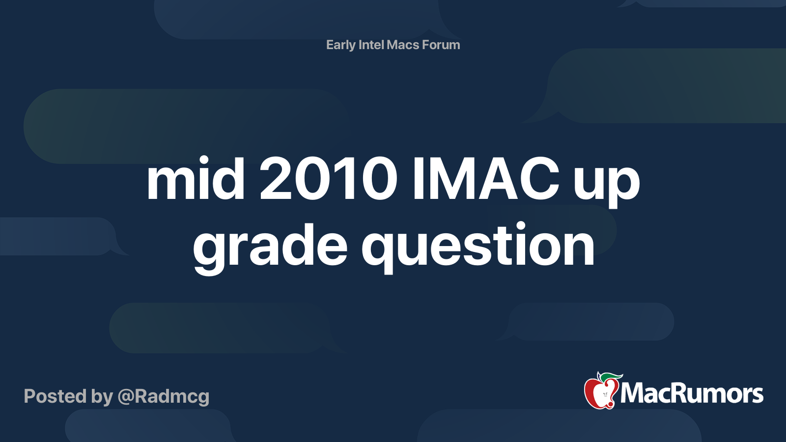 mid 2010 IMAC up grade question | MacRumors Forums