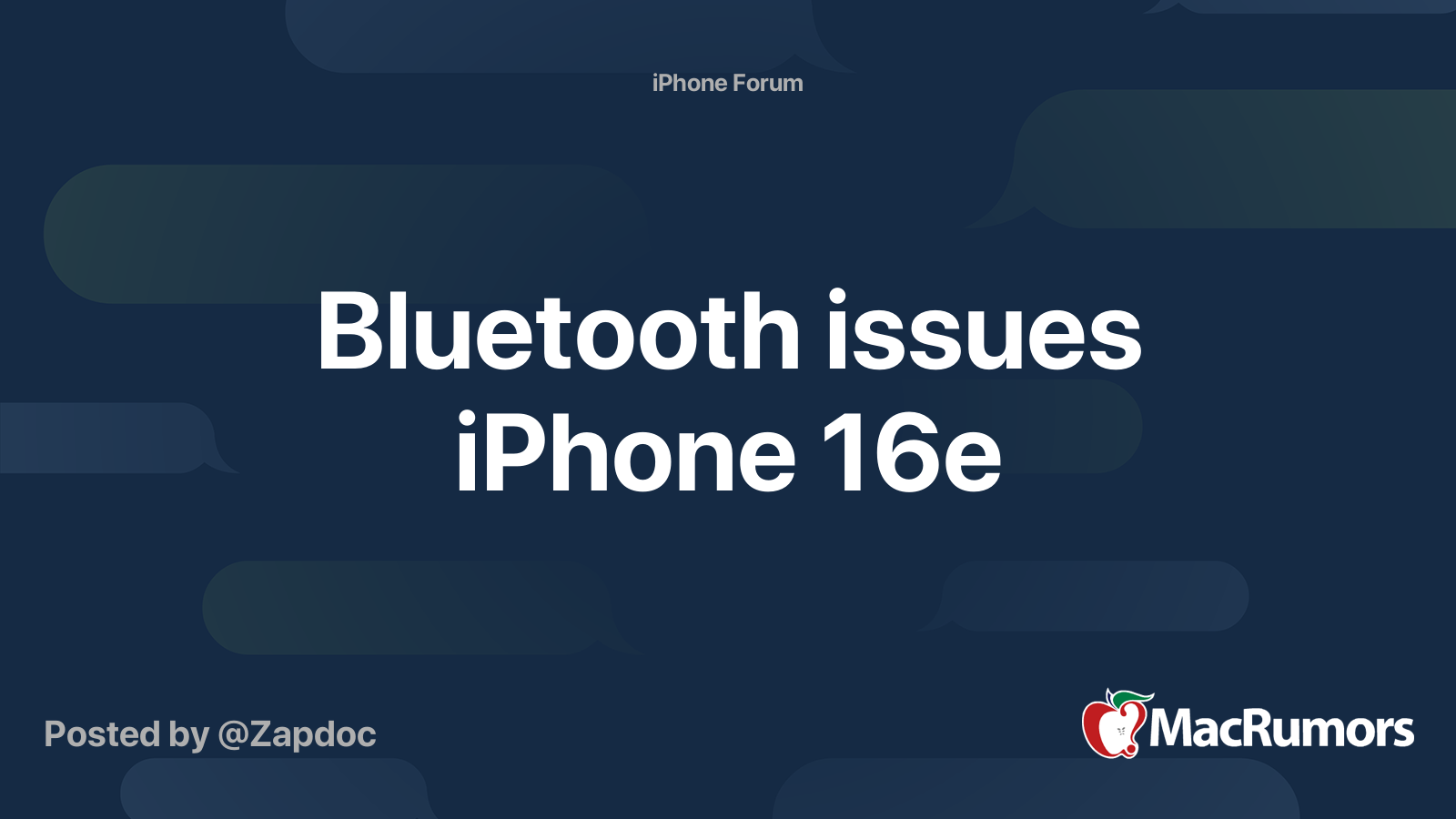 Bluetooth issues iPhone 16e | MacRumors Forums