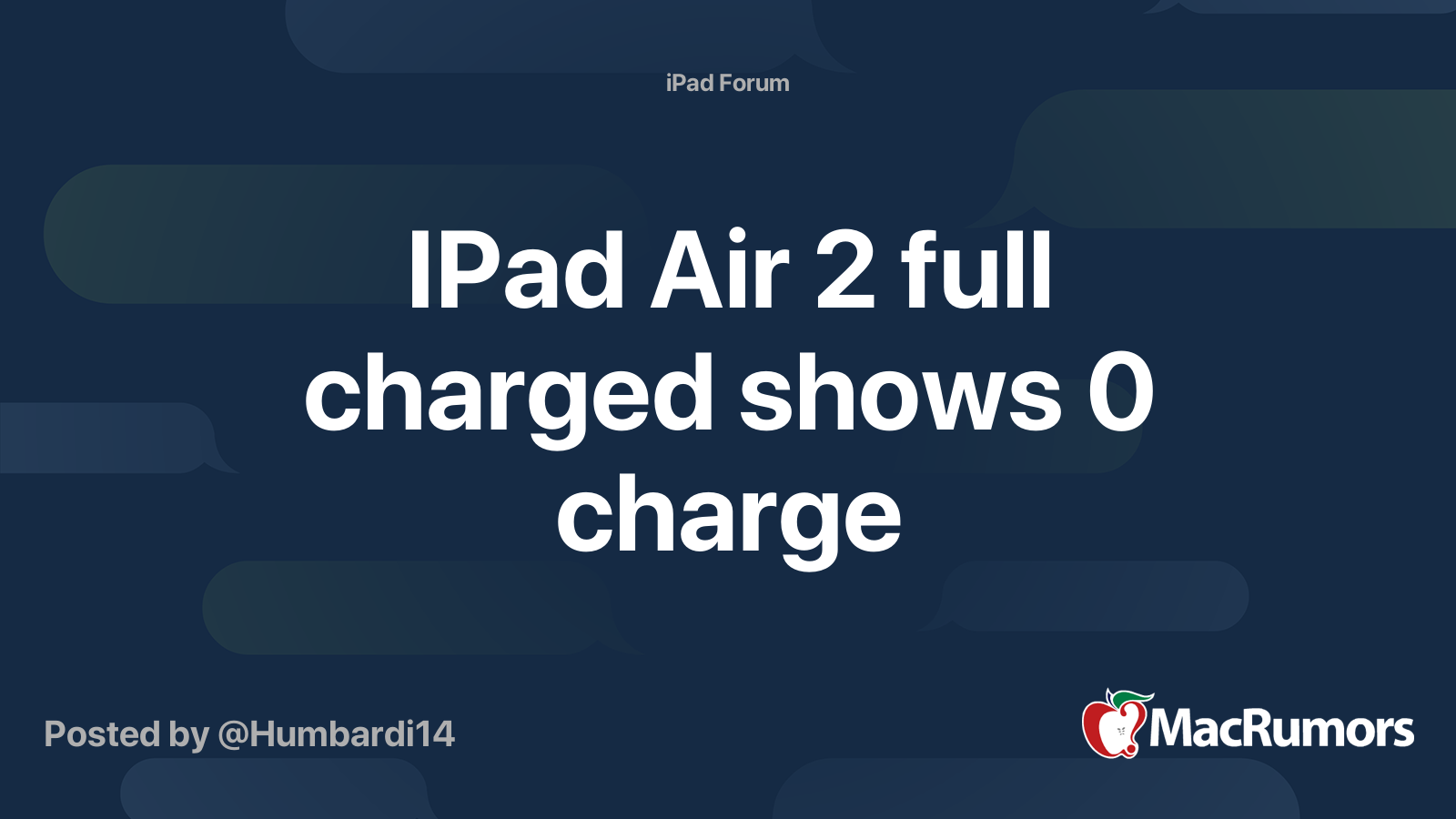IPad Air 2 full charged shows 0 charge | MacRumors Forums