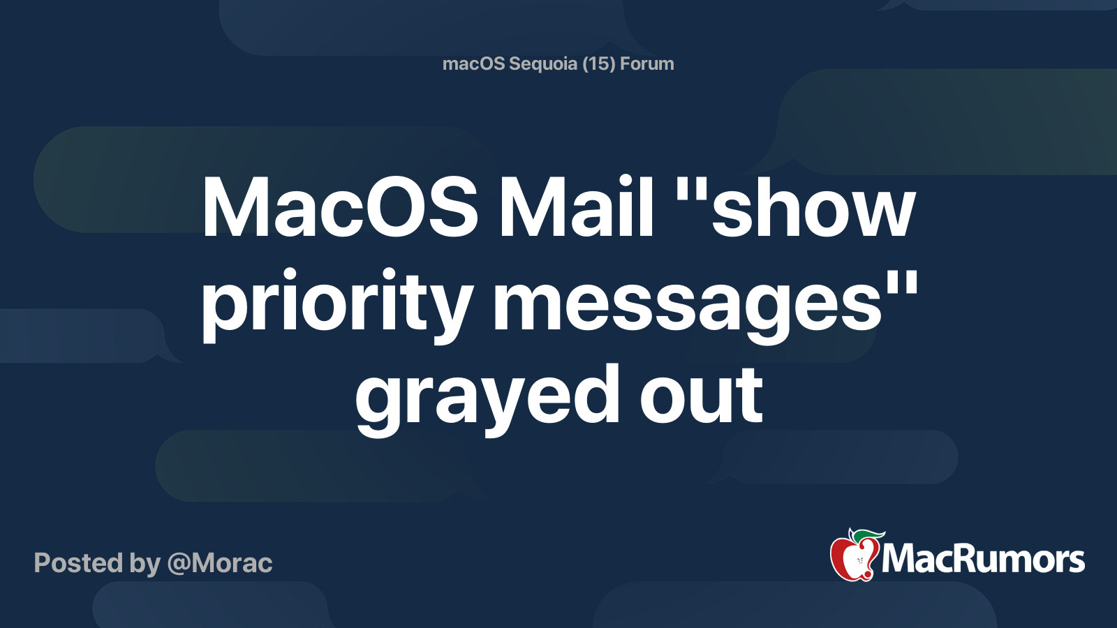 MacOS Mail "show priority messages" grayed out | MacRumors Forums