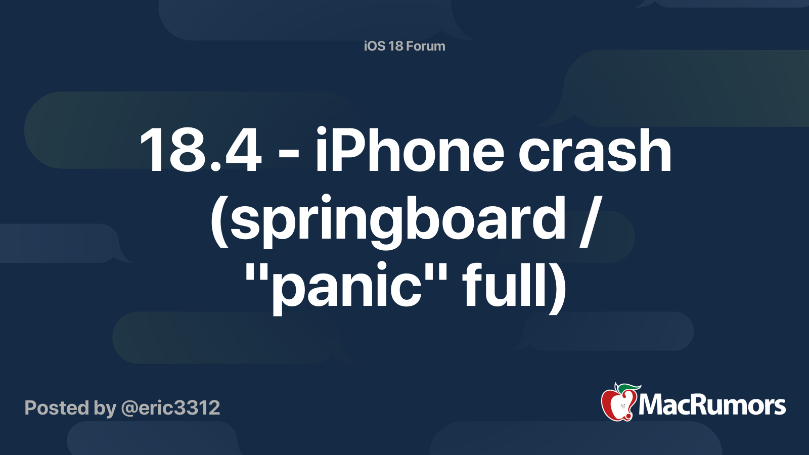18.4 - iPhone crash (springboard / "panic" full) | MacRumors Forums