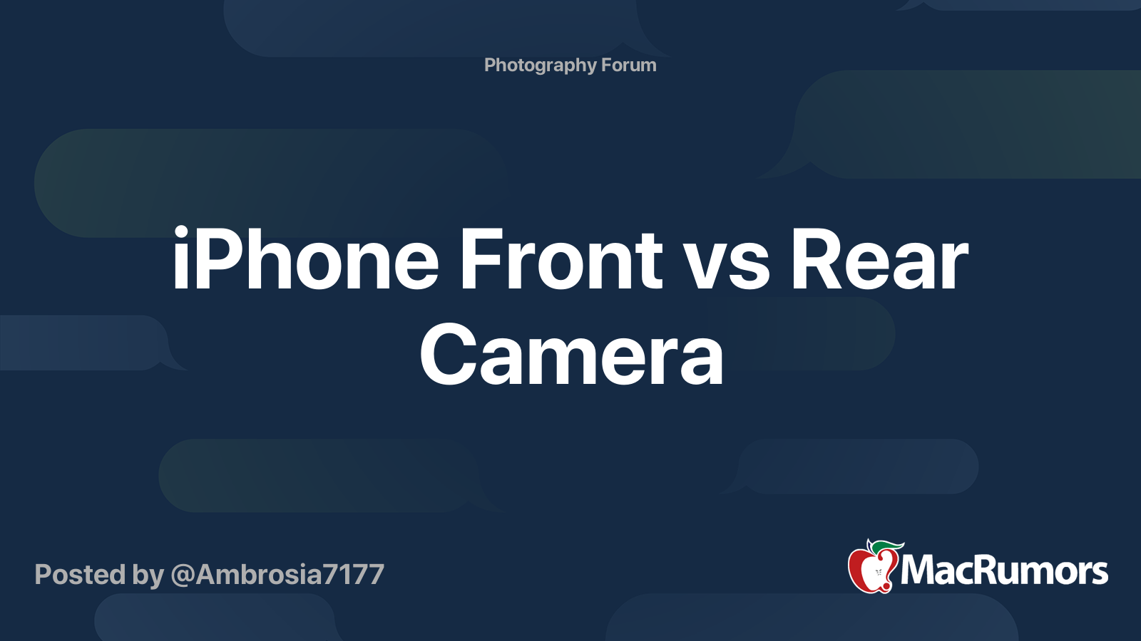 iPhone Front vs Rear Camera | MacRumors Forums