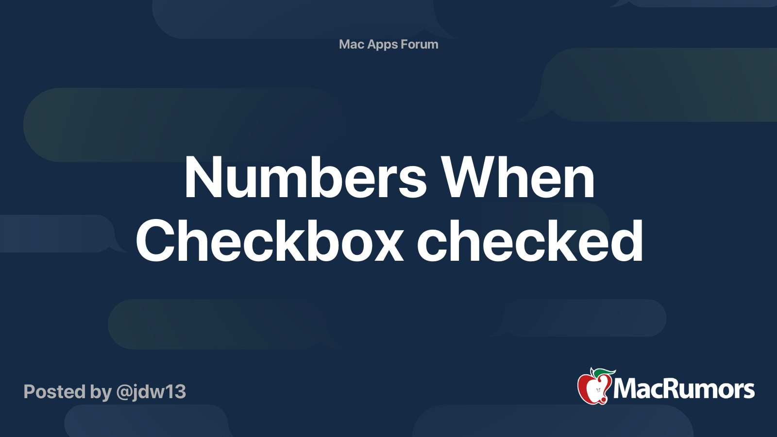 Numbers When Checkbox checked | MacRumors Forums
