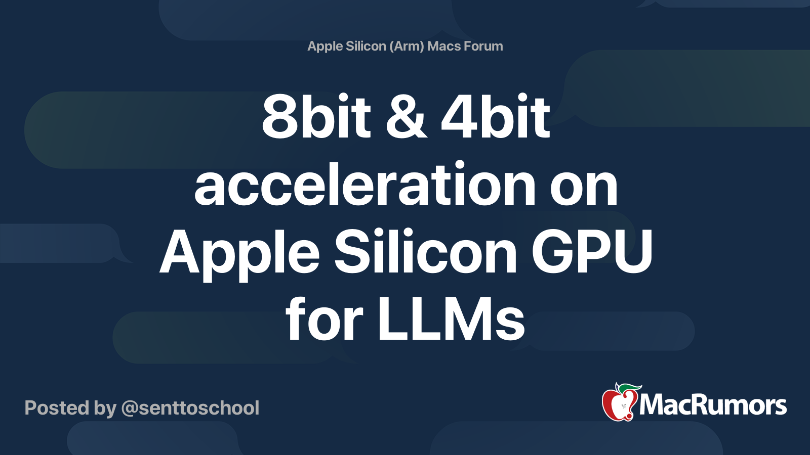8bit & 4bit acceleration on Apple Silicon GPU for LLMs | MacRumors Forums