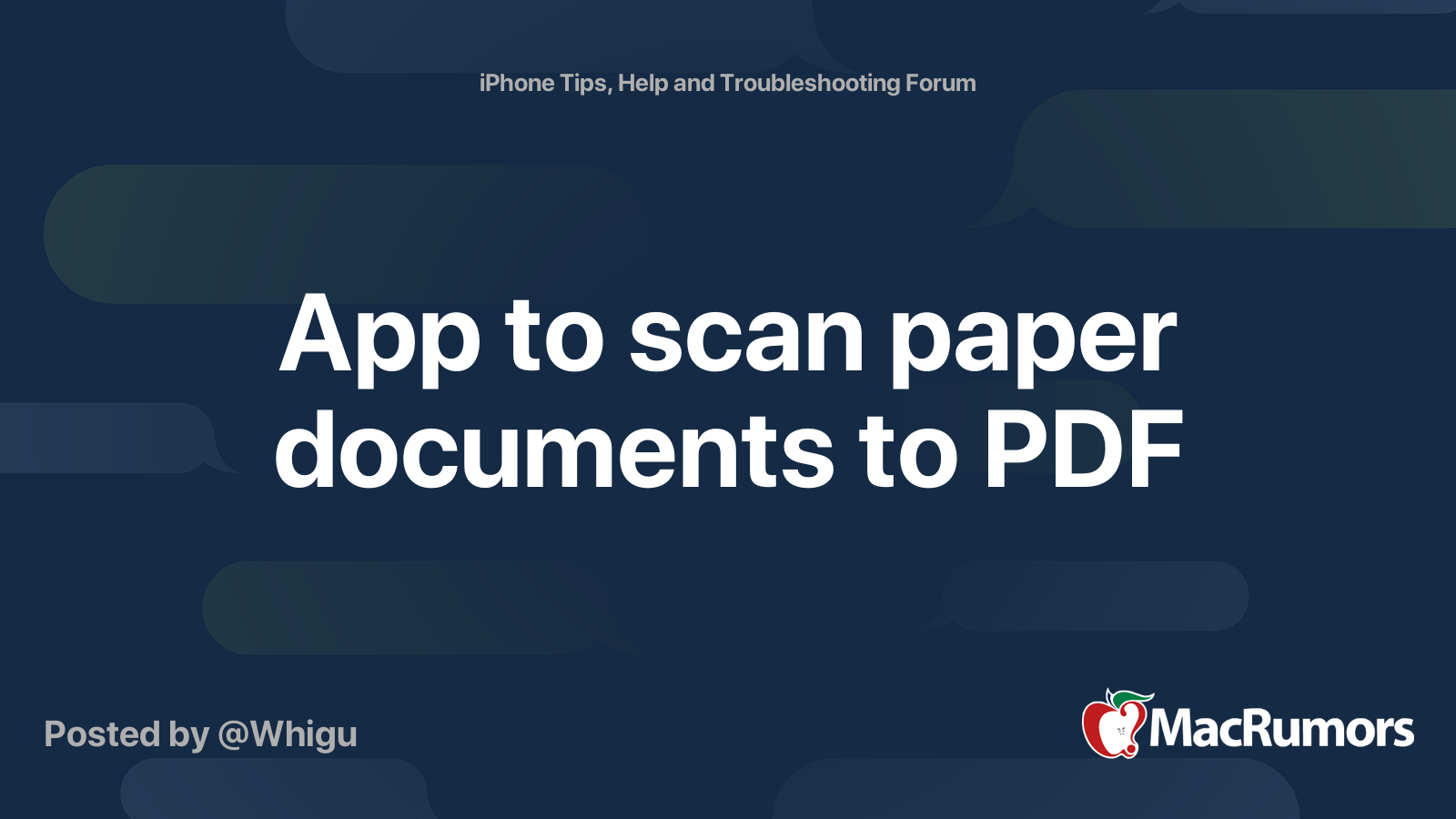 App to scan paper documents to PDF | MacRumors Forums