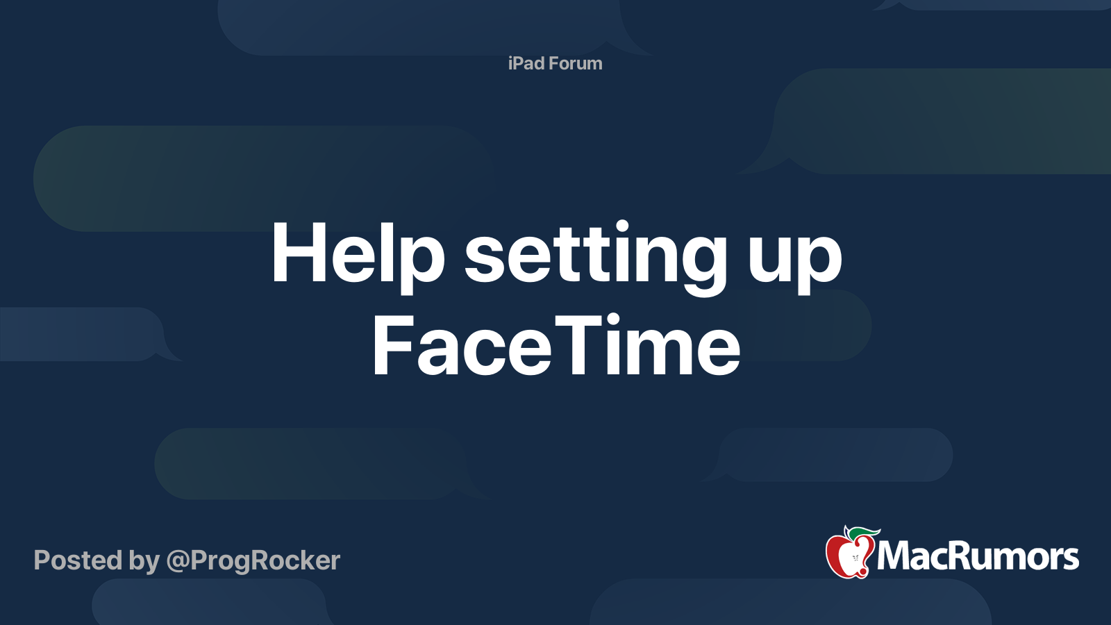 Help setting up FaceTime | MacRumors Forums