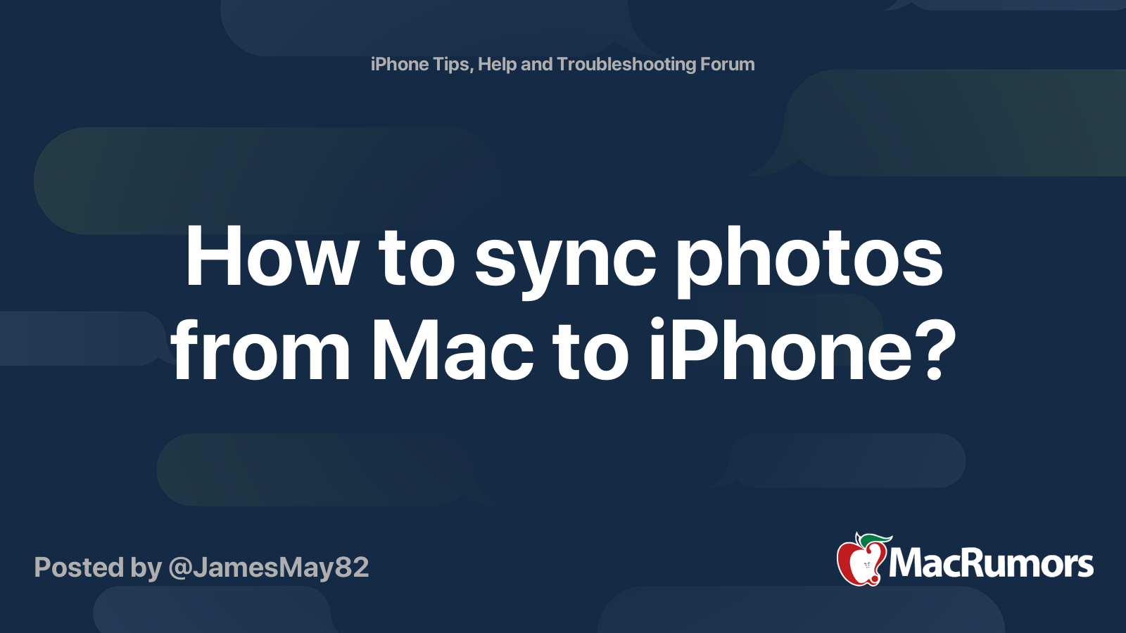 How to sync photos from Mac to iPhone? | MacRumors Forums