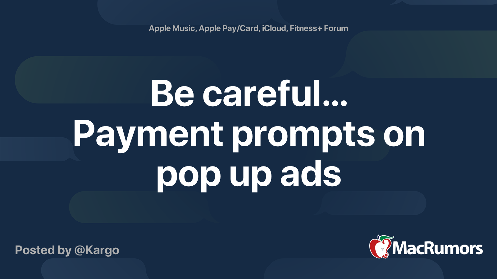 Be careful… Payment prompts on pop up ads | MacRumors Forums
