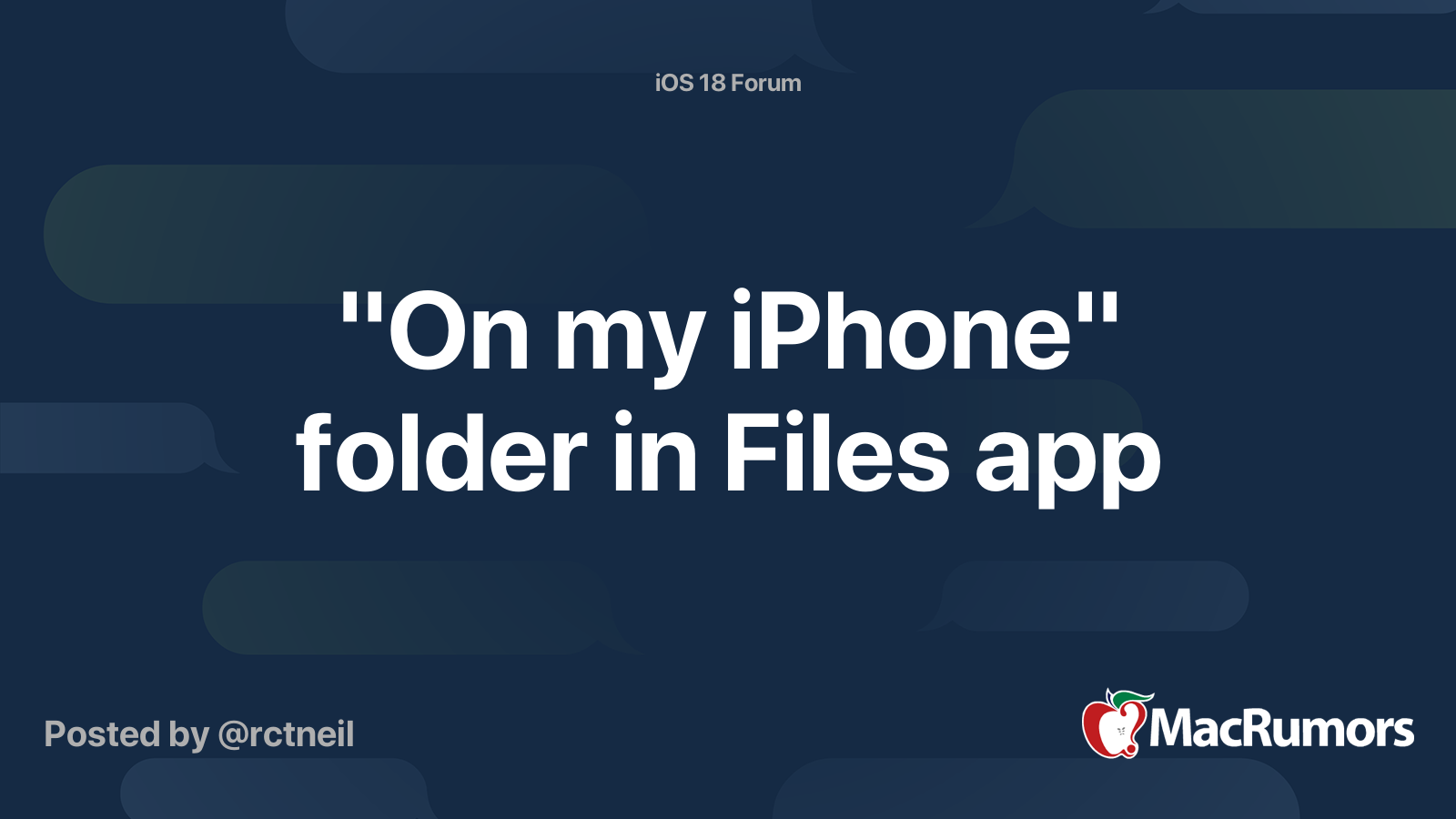 "On my iPhone" folder in Files app | MacRumors Forums