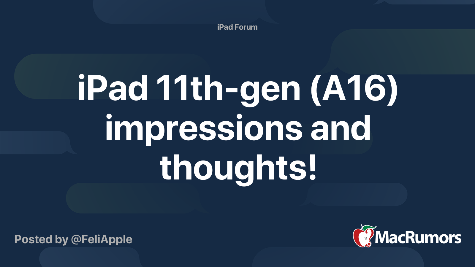 iPad 11th-gen (A16) impressions and thoughts! | MacRumors Forums