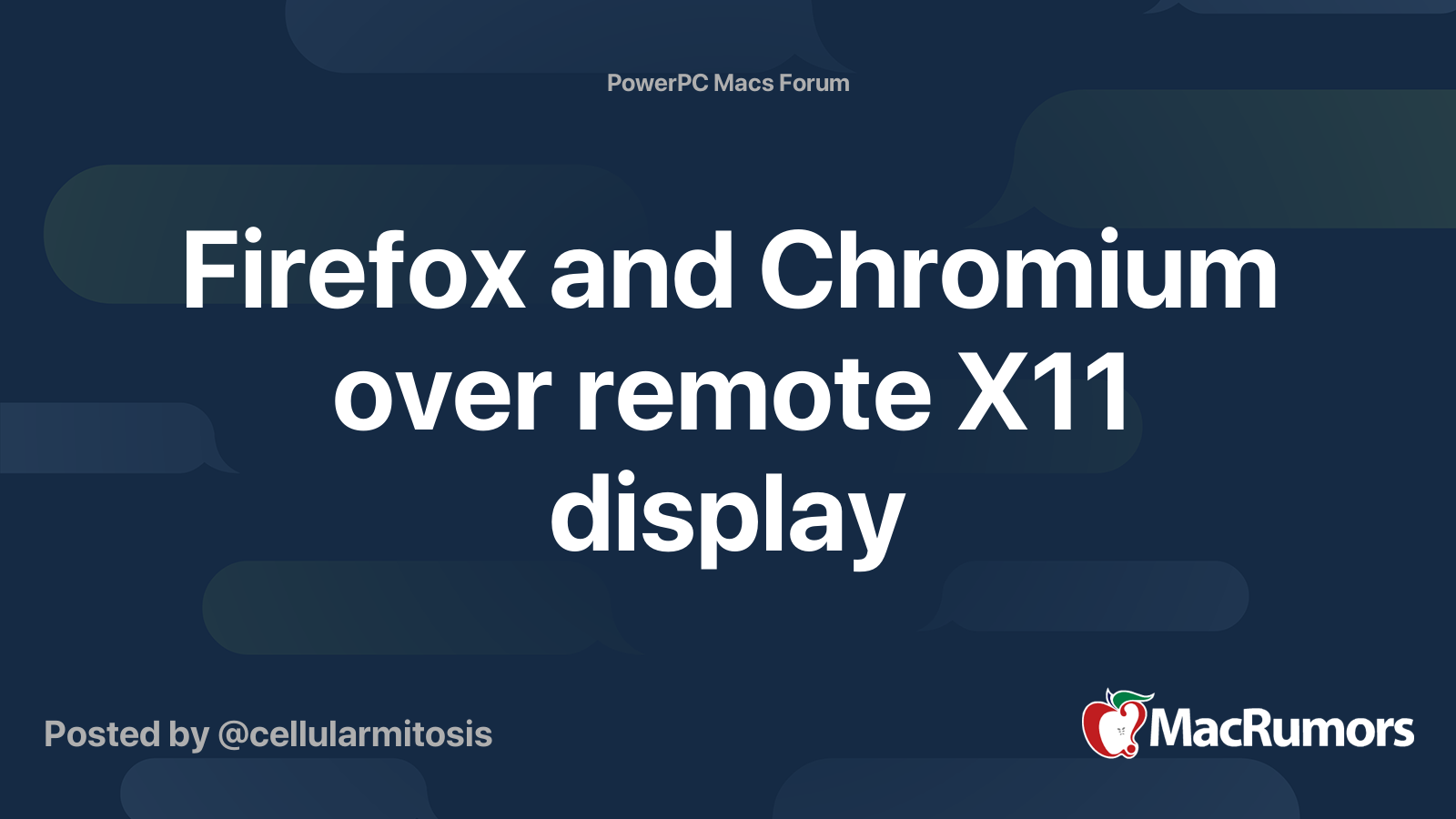 Firefox and Chromium over remote X11 display | MacRumors Forums