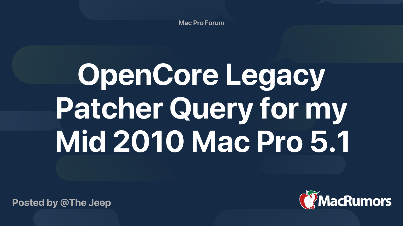 OpenCore Legacy Patcher Query for my Mid 2010 Mac Pro 5.1 | MacRumors Forums
