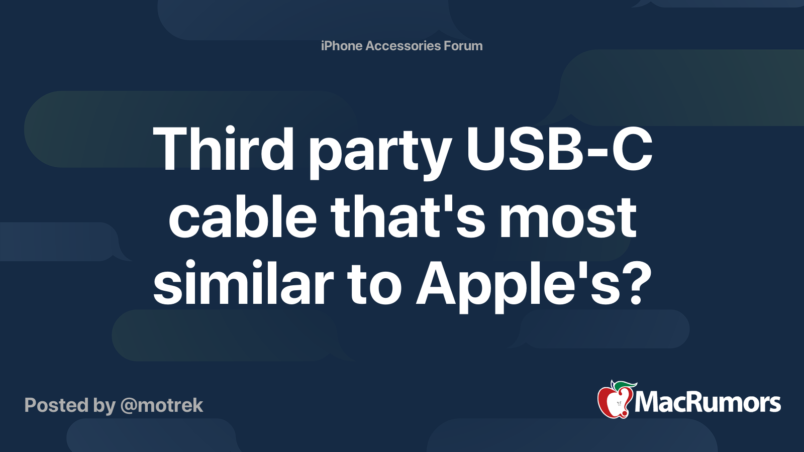 Third party USB-C cable that's most similar to Apple's? | MacRumors Forums