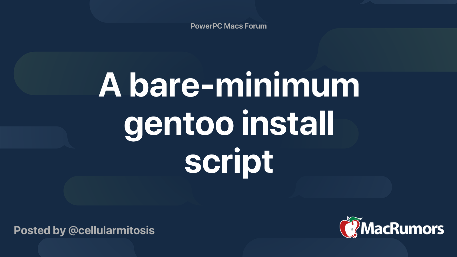 A bare-minimum gentoo install script | MacRumors Forums