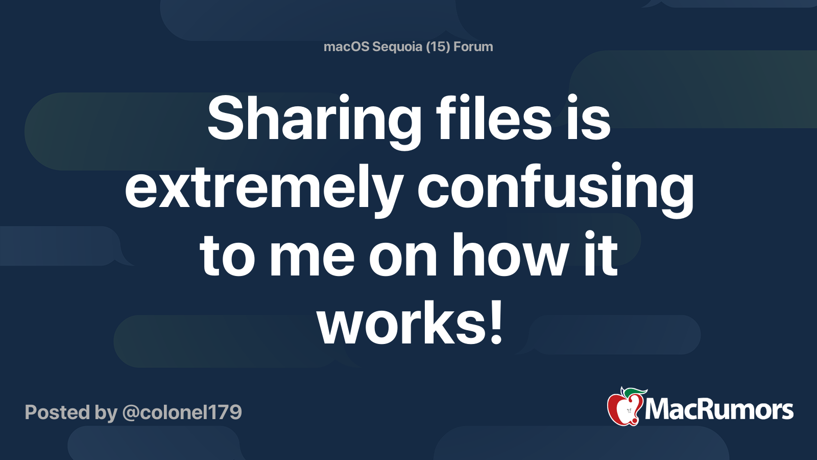 Sharing files is extremely confusing to me on how it works! | MacRumors Forums