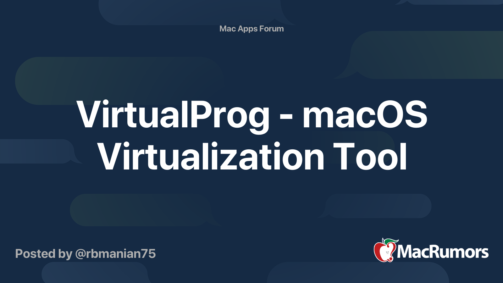 VirtualProg - macOS Virtualization Tool | MacRumors Forums